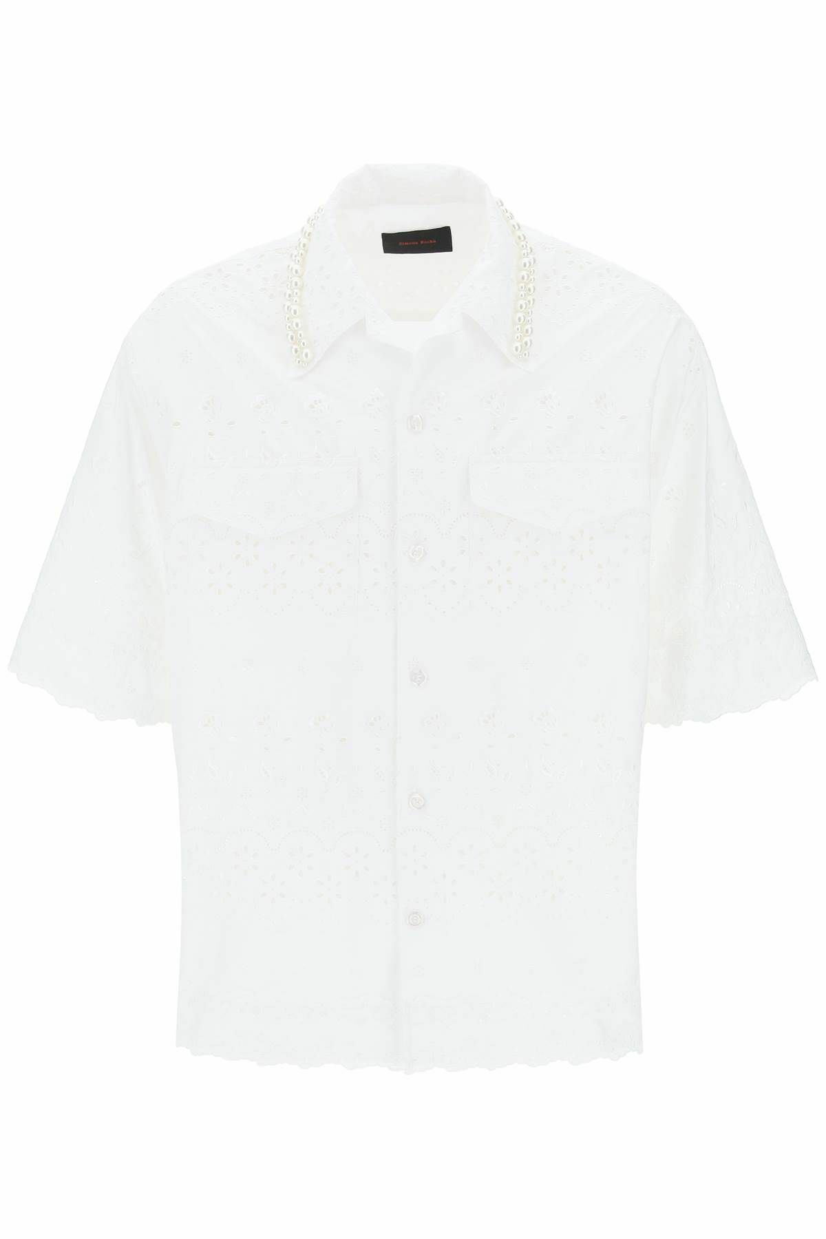 SIMONE ROCHA "scalloped lace shirt with pearl White Simone Rocha
