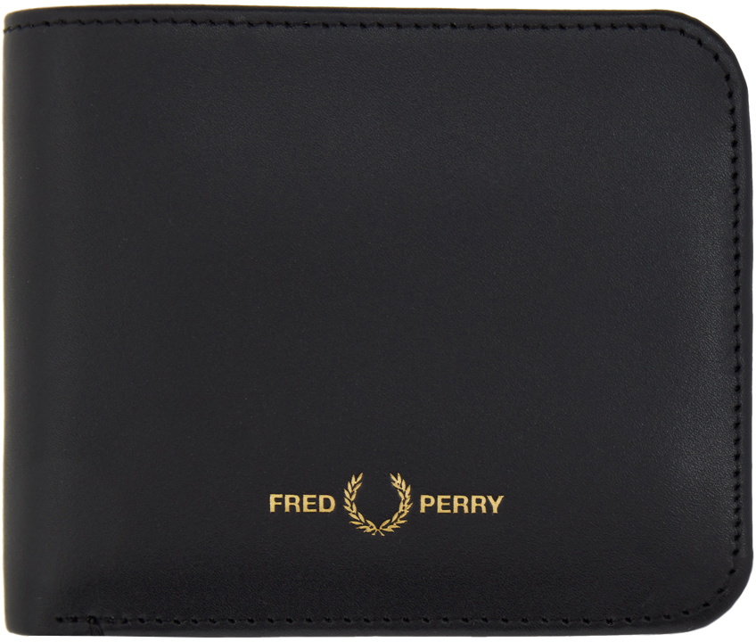 Fred Perry Black Burnished Billfold Wallet Fred Perry