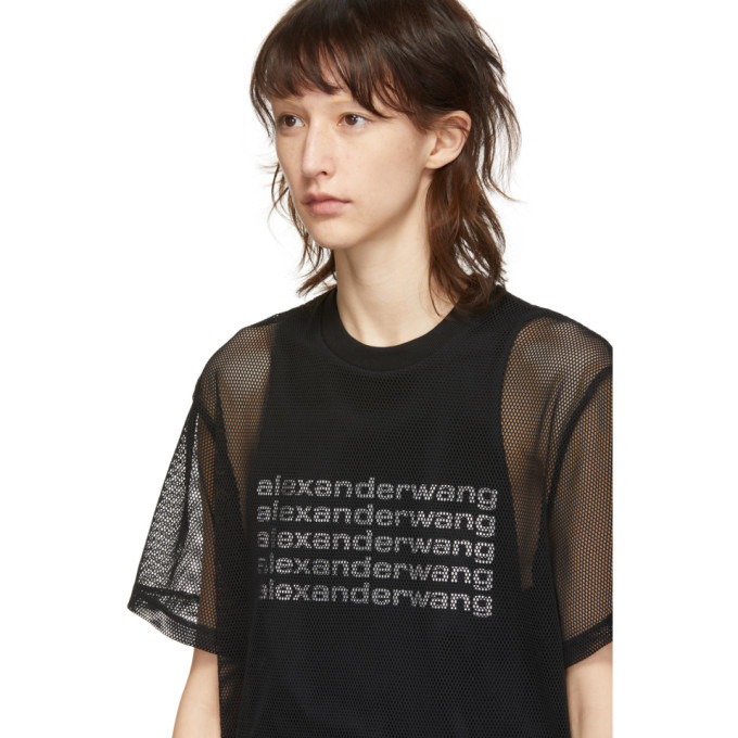 Alexander Wang Black Printed Mesh T-Shirt Alexander Wang