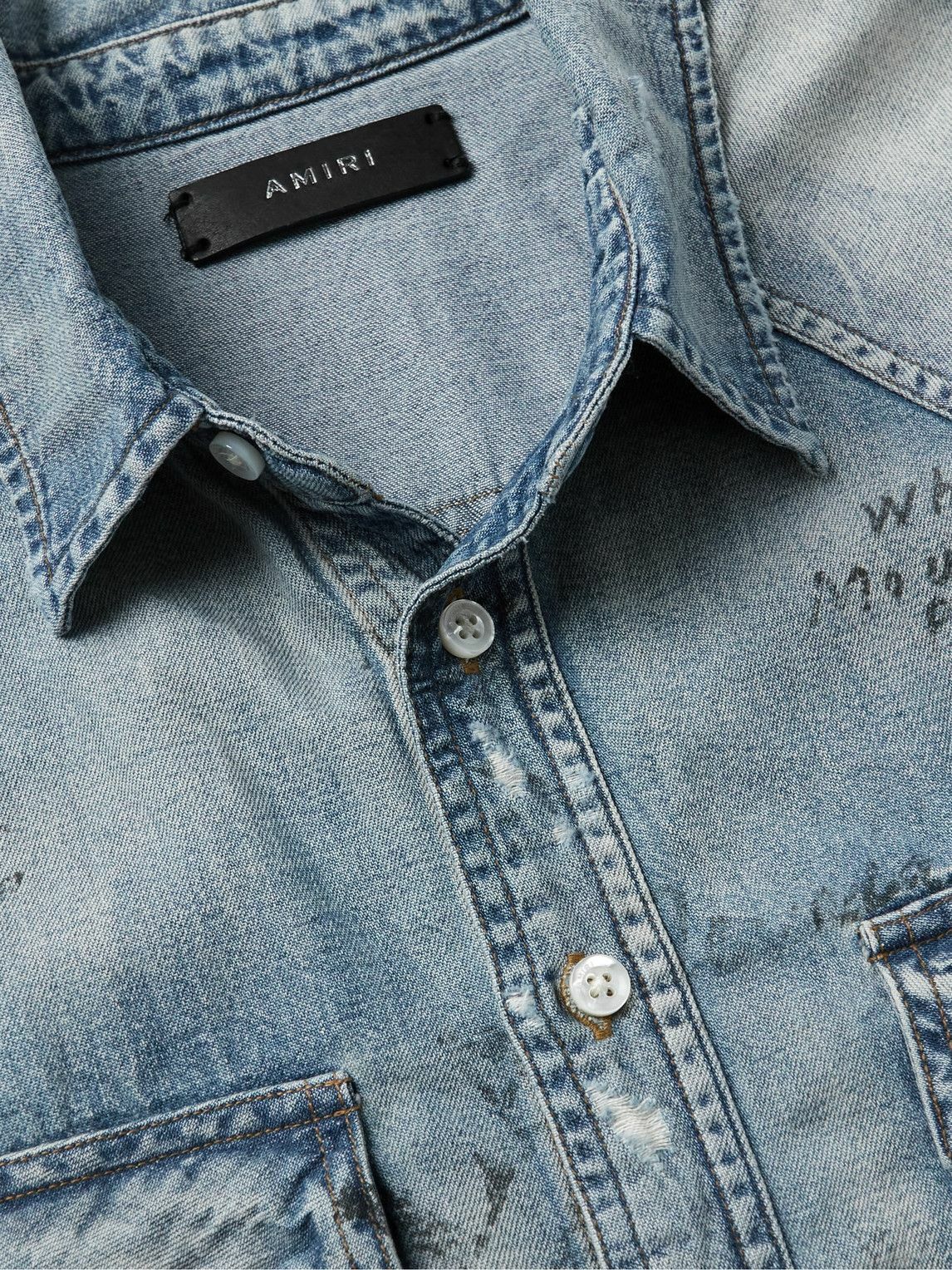 AMIRI - Logo-Print Denim Western Shirt - Blue Amiri
