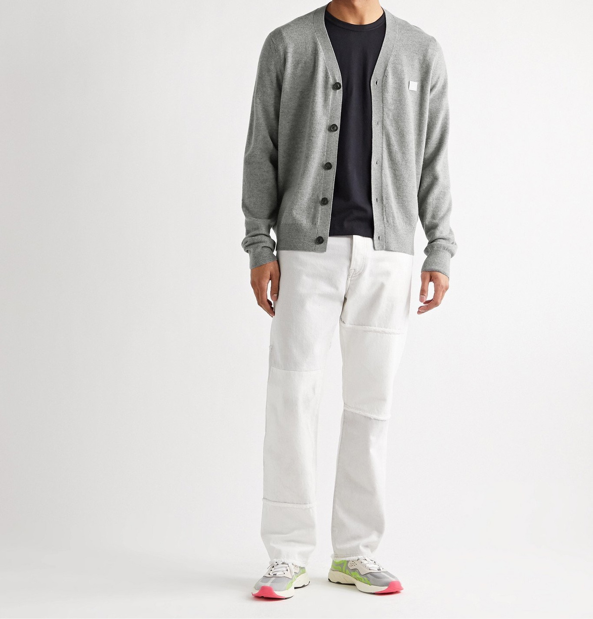 ACNE STUDIOS - Keve Logo-Appliquéd Wool Cardigan - Gray Acne Studios