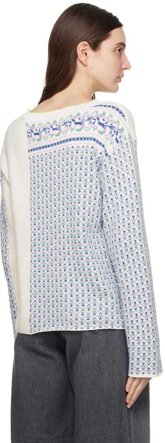 MM6 Maison Margiela White & Purple Paneled Sweater MM6 Maison Margiela