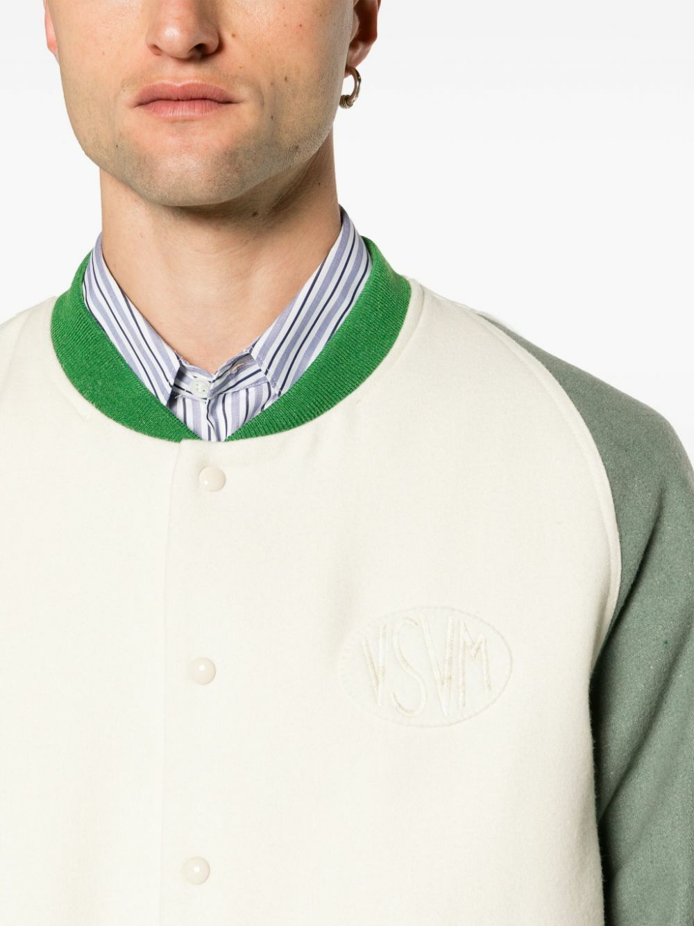 Visvim White Logo-Patch Felted Varsity Jacket Visvim