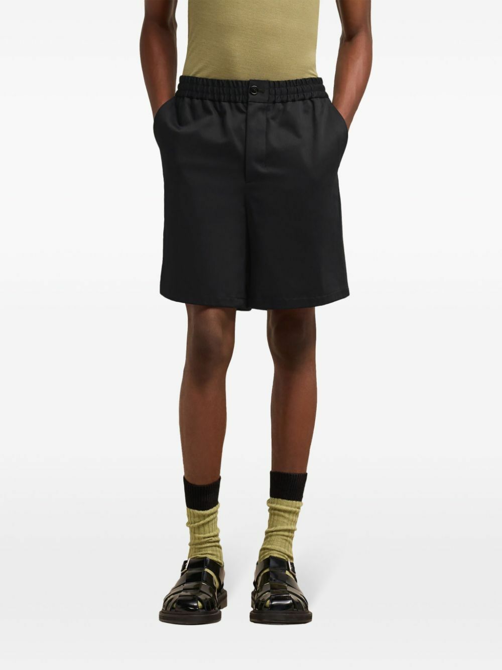 AMI Paris Black Cotton Chino Shorts AMI