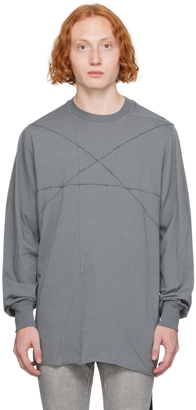 Rick Owens DRKSHDW Gray Porterville Jumbo Penta Seams Long Sleeve T ...