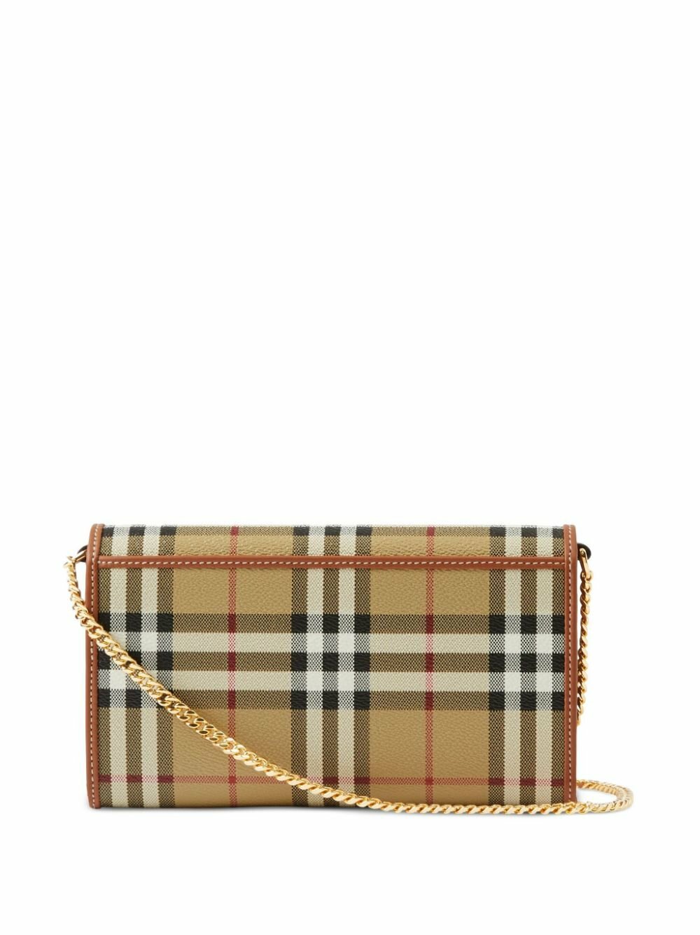 Burberry Beige Checked Chain-Trim Wallet Burberry