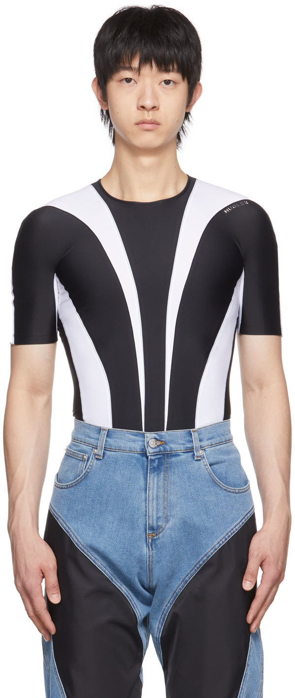 Mugler Black & White Body Shaping Top Mugler