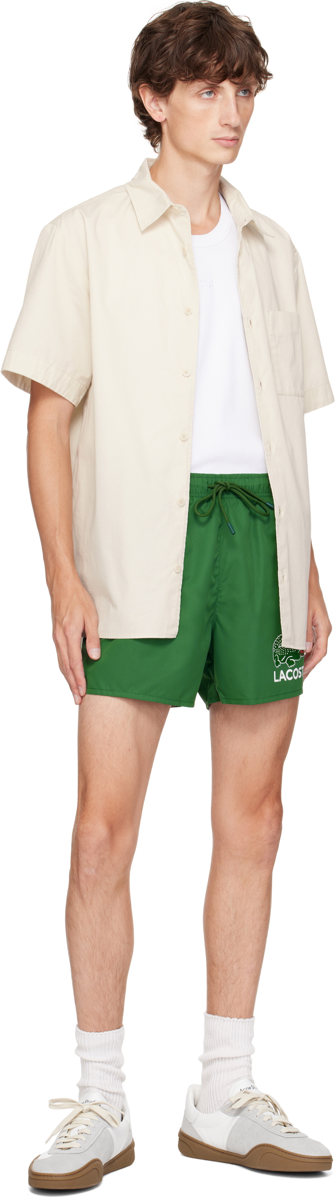 Lacoste Green Croc Print Swim Shorts Lacoste