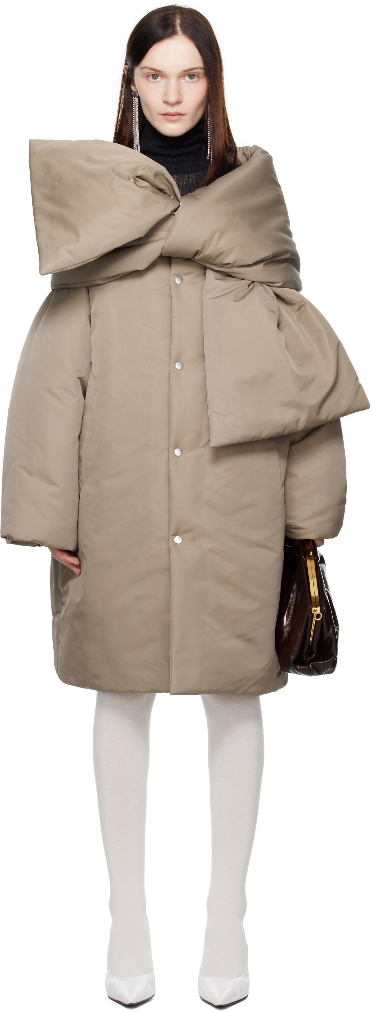 MARIE ADAM-LEENAERDT Gray Scarf Puffer Jacket