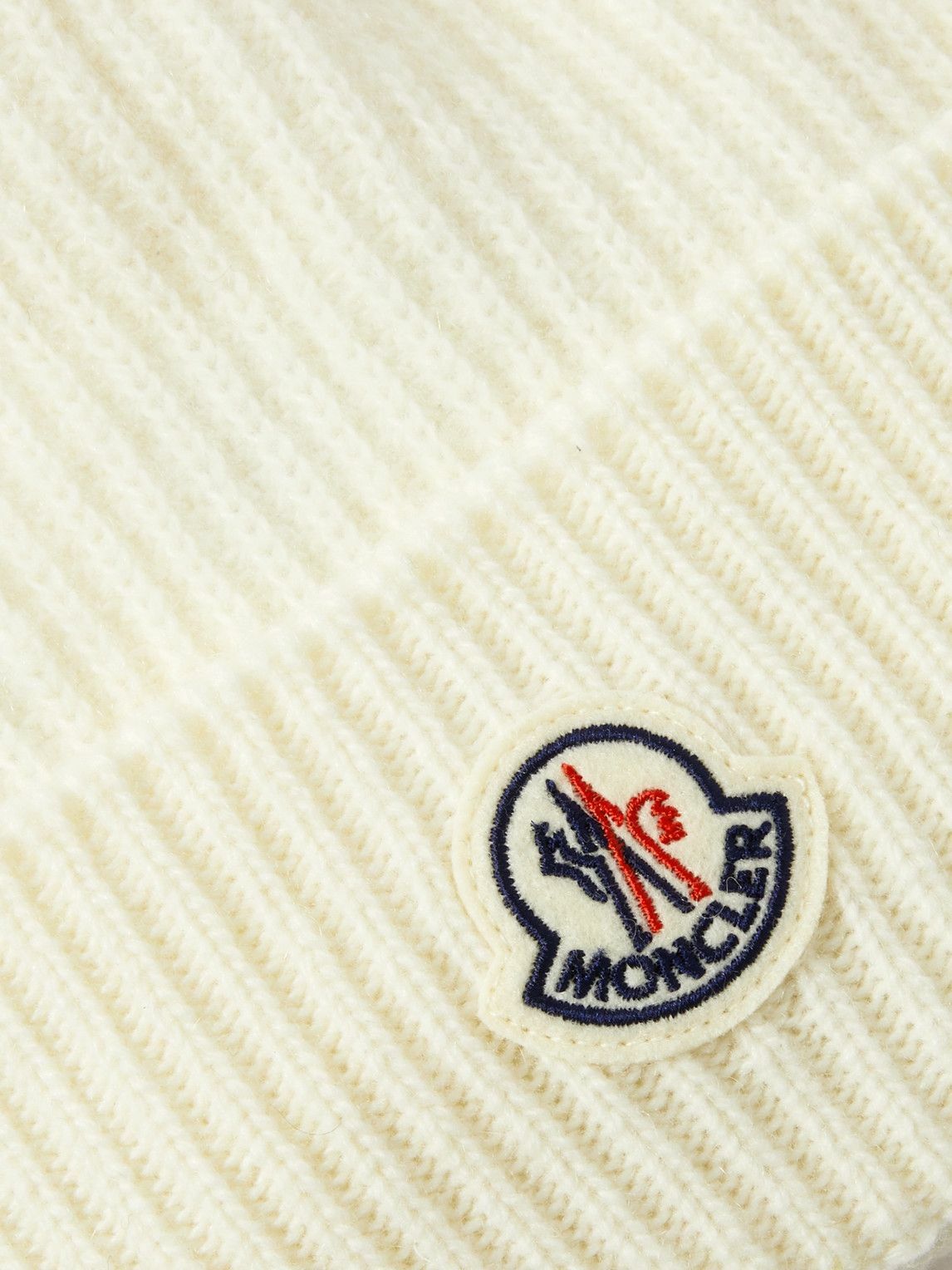 Moncler - Appliquéd Ribbed Virgin Wool and Cashmere-Blend Beanie Moncler