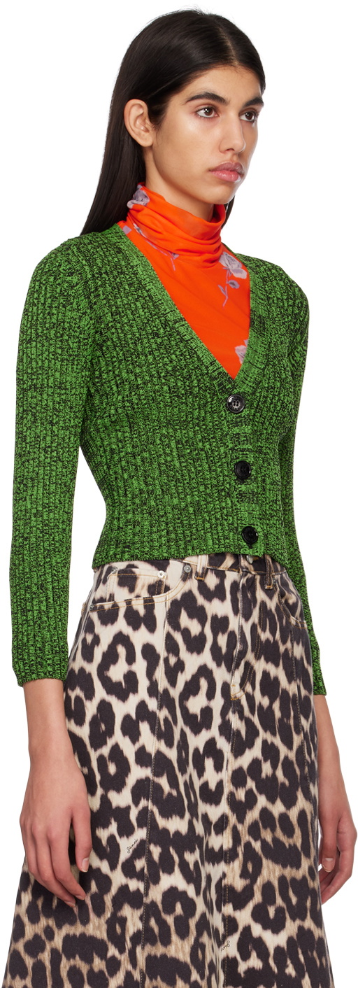 GANNI Green Cropped Cardigan GANNI
