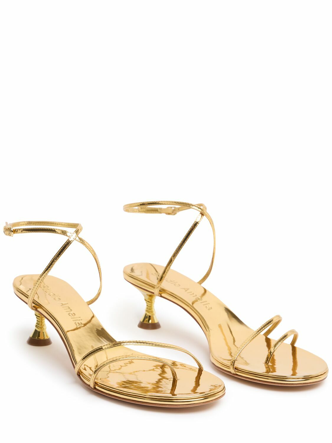 STUDIO AMELIA 50mm Helix Metallic Leather Sandals Studio Amelia