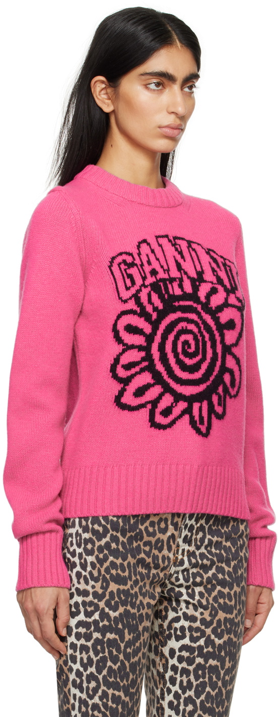 GANNI Pink Floral Sweater GANNI