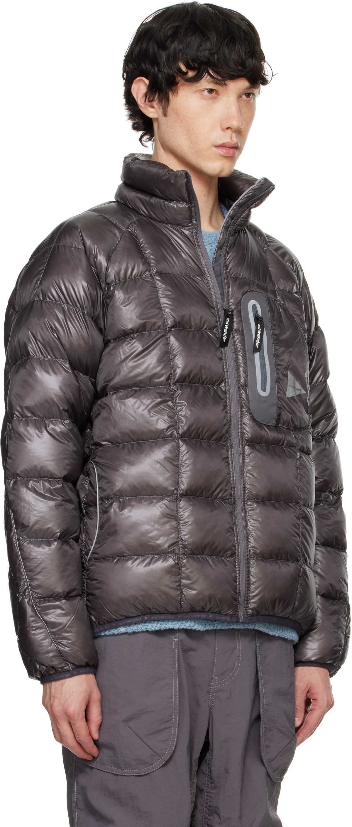and wander Gray Diamond Stitch Down Jacket and Wander