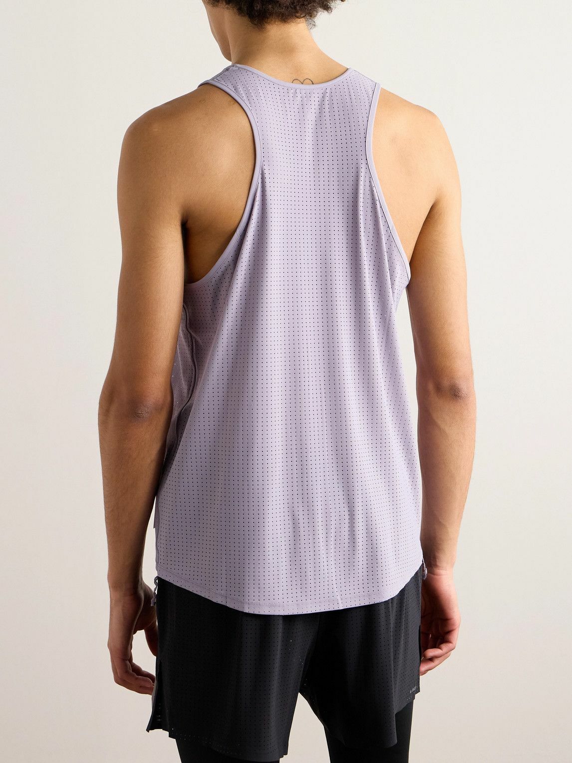 Satisfy - Embellished Logo-Print Appliquéd Space‑O™ Tank Top - Purple ...