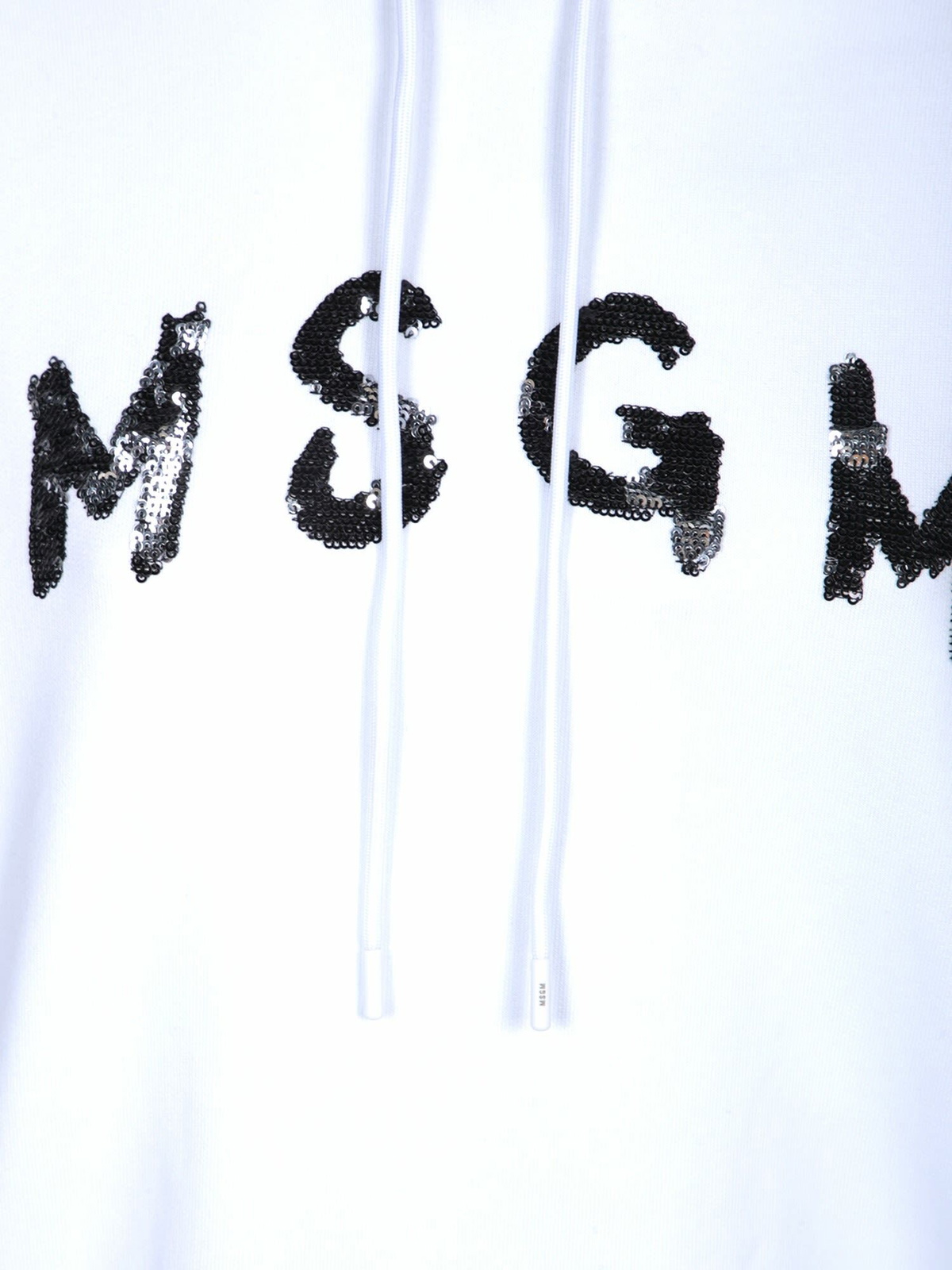 MSGM Rhinestone-covered Logo White Hoodie MSGM