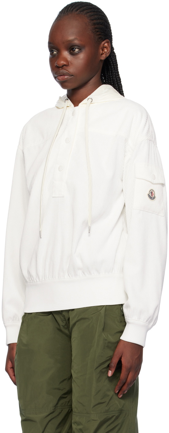 Moncler White Drawstring Hoodie Moncler