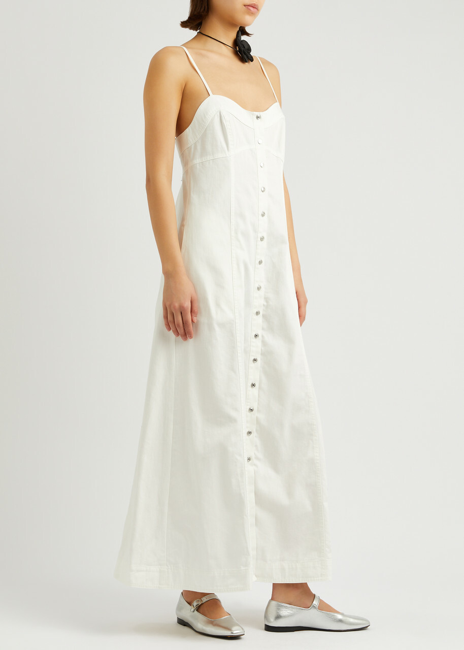 Free People Just Jill Denim Maxi Dress Ivory Free People