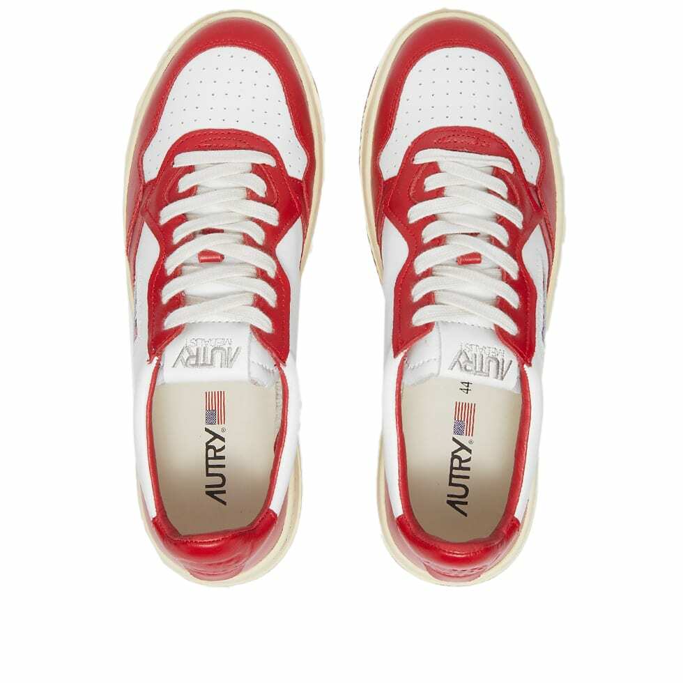 Autry Men's 01 Low Contrast Sneakers in White/Red Autry