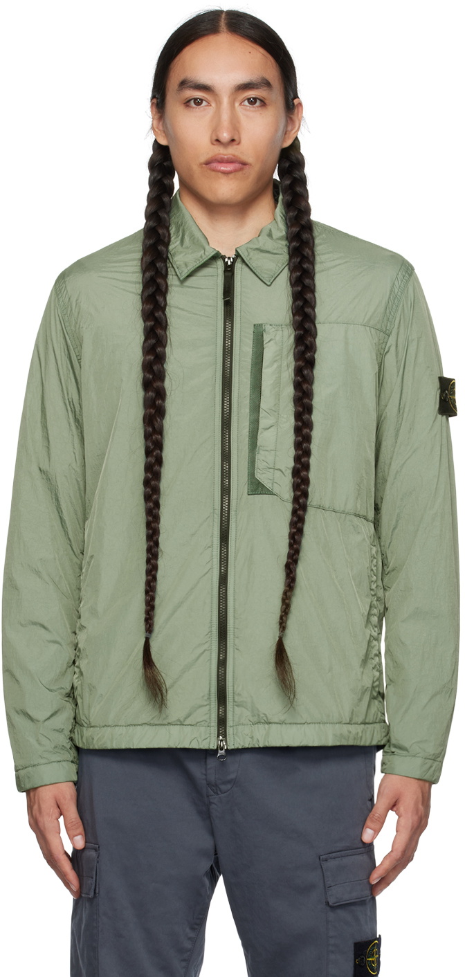 Stone Island Green Crinkled Jacket Stone Island