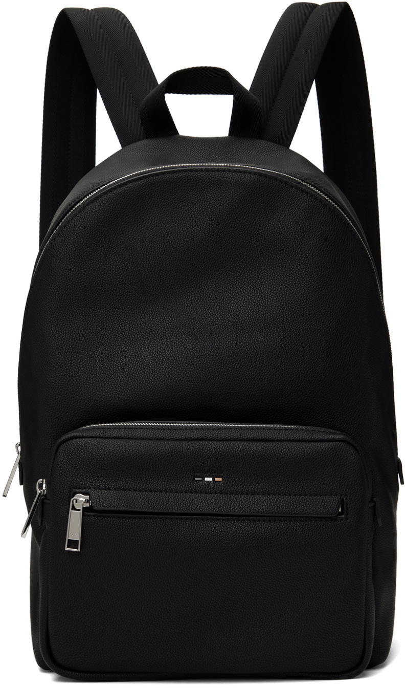 BOSS Black Faux-Leather Backpack BOSS