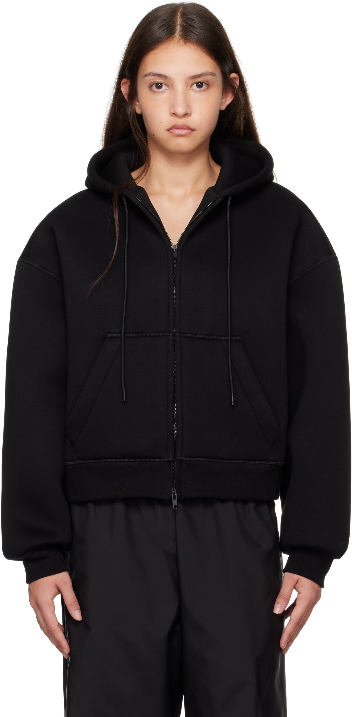 WARDROBE.NYC Black Bonded Zip Hoodie WARDROBE.NYC