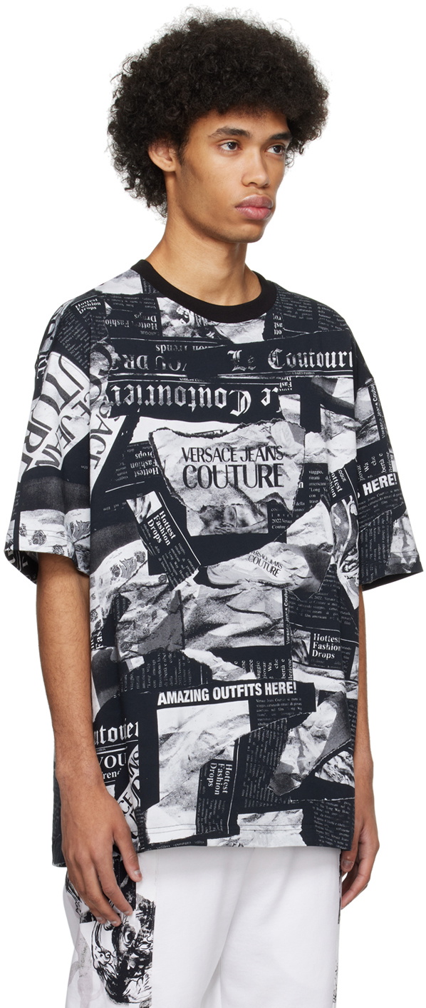 Versace Jeans Couture Black Magazine T-Shirt Versace