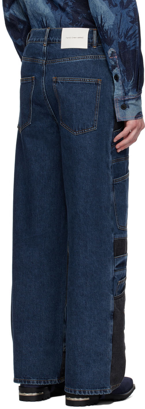 Feng Chen Wang Black & Blue Paneled Jeans Feng Chen Wang