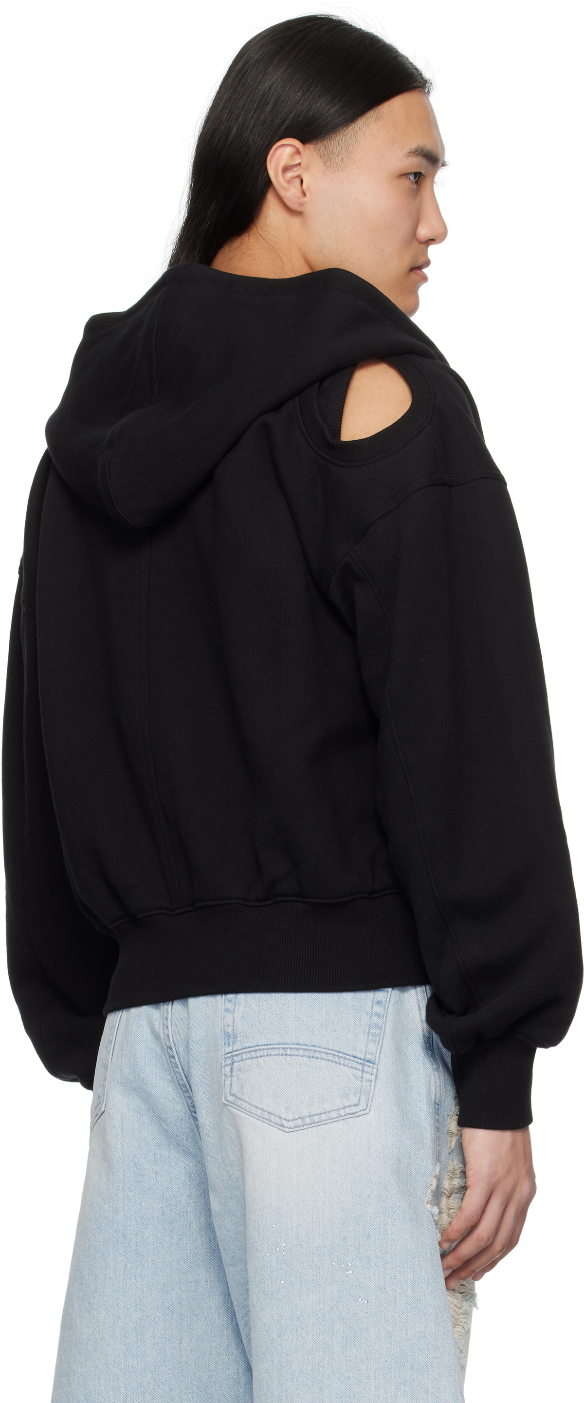 lesugiatelier Black Cut Out Zip Hoodie lesugiatelier