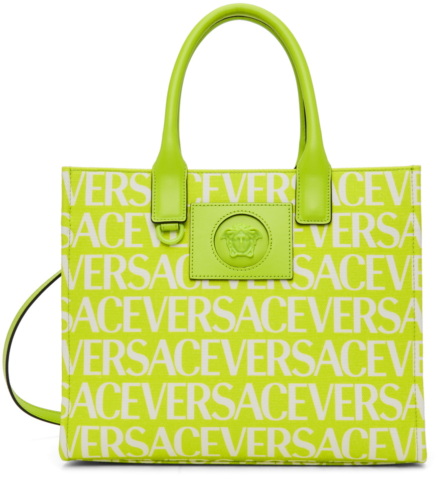 Versace Green Small Allover Tote Versace