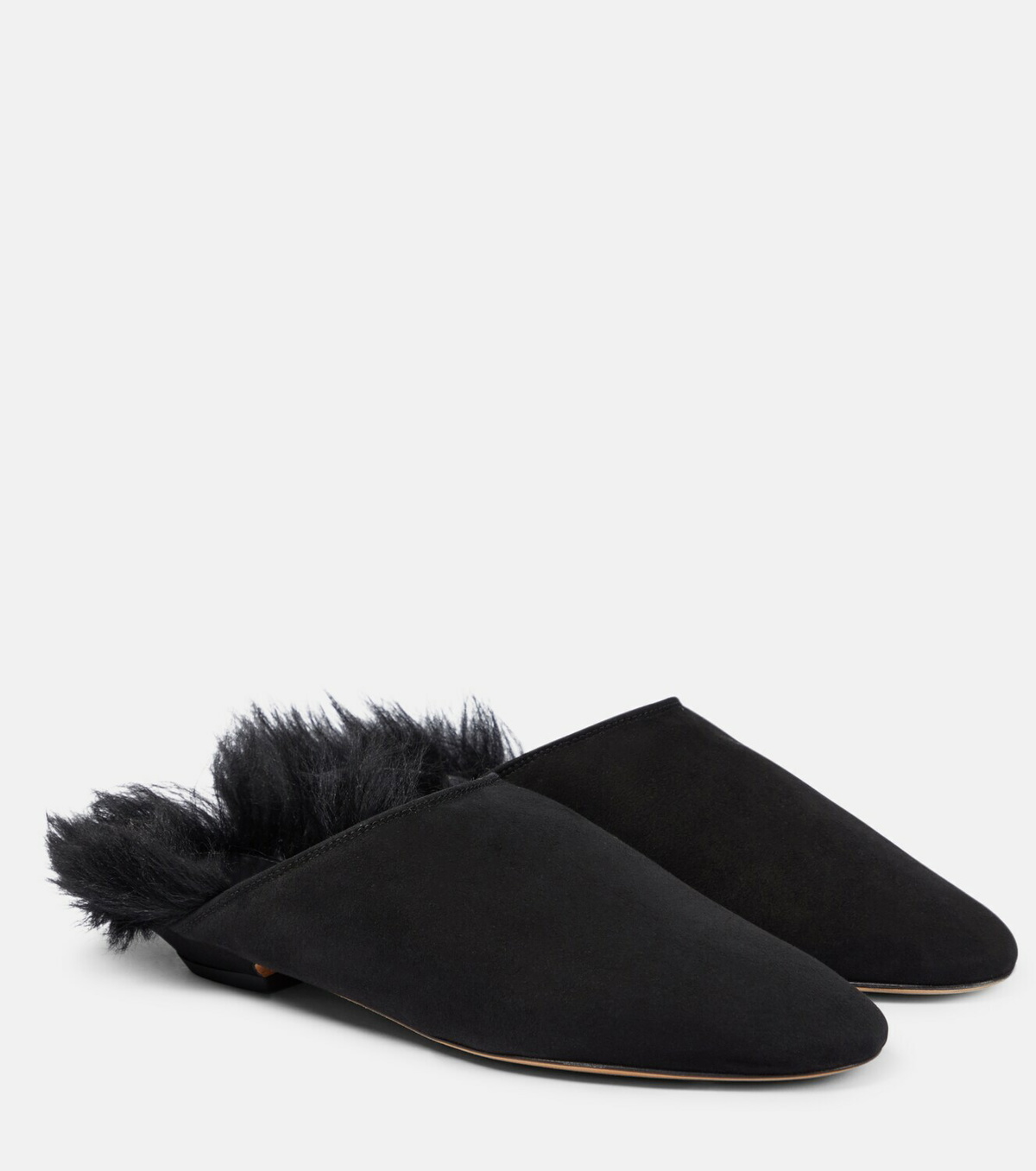 Khaite Otto shearling-trimmed suede mules Khaite