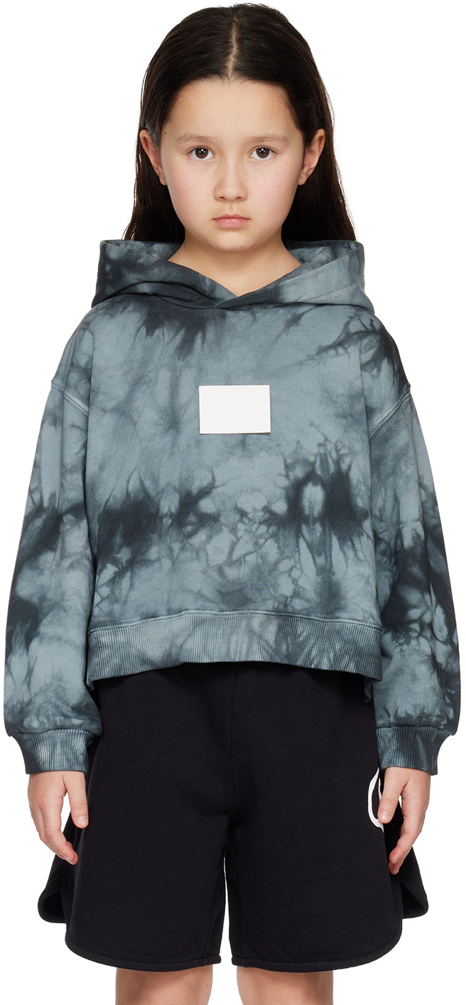 MM6 Maison Margiela Kids Gray Tie-Dye Hoodie MM6 Maison Margiela