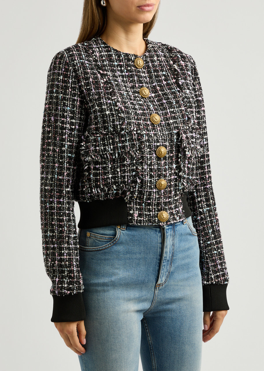 Balmain Metallic Tweed Bomber Jacket Multicoloured 1 Balmain