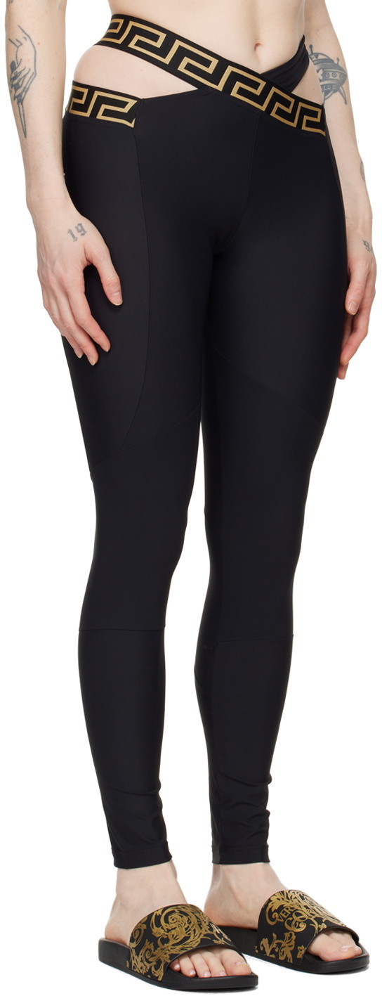 Versace Underwear Black Greca Border Leggings Versace Underwear