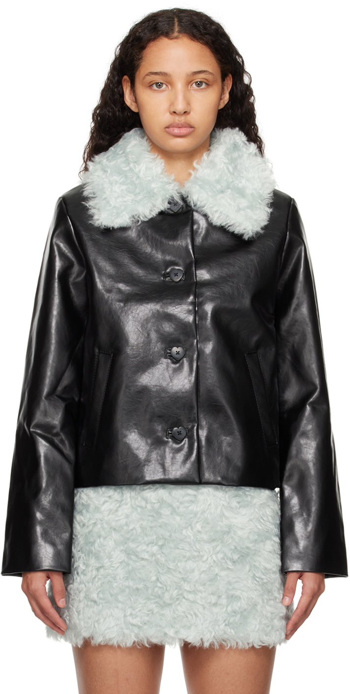 Sandy Liang Black Maru Faux-Leather Jacket Sandy Liang