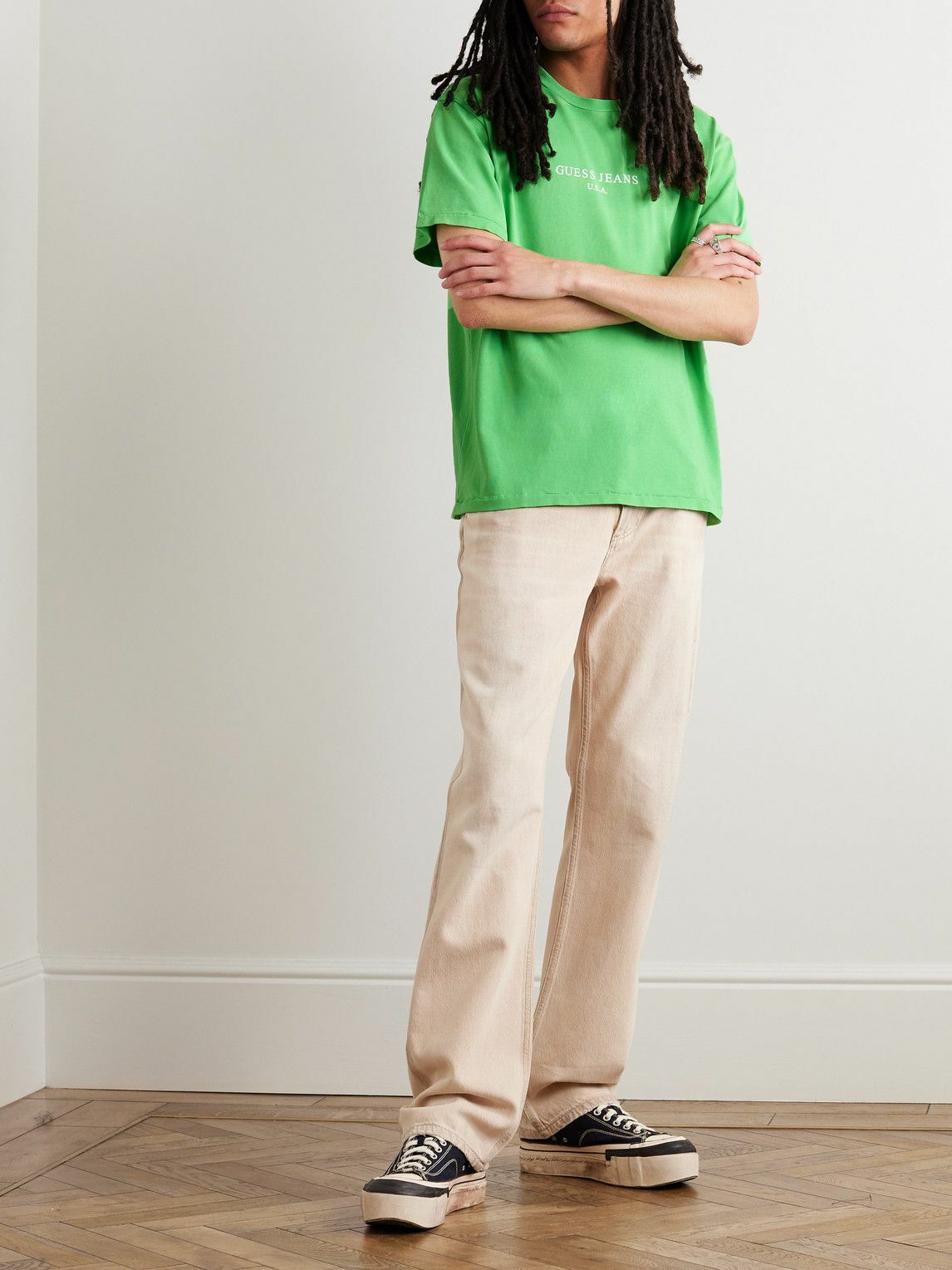 Guess USA - Logo-Print Cotton-Jersey T-Shirt - Green GUESS