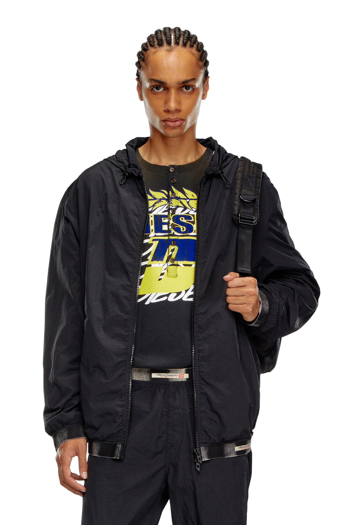 Diesel Windbreaker in recycled shell - Jackets Mens in Black Diesel