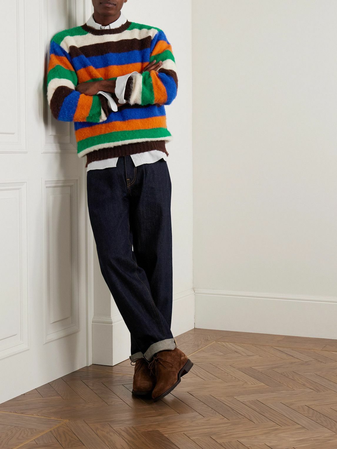 Drake's - Striped Brushed-Wool Sweater - Multi Drake's