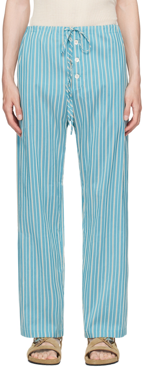 Bode Blue Shore Stripe Trousers Bode