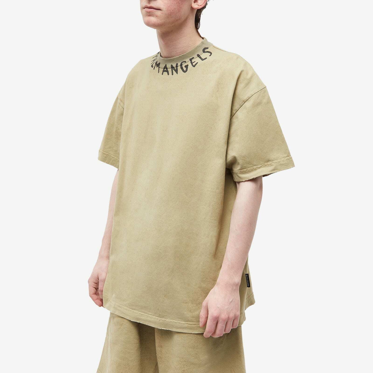 Palm Angels Men's Neck Logo T-Shirt in Military Black Palm Angels