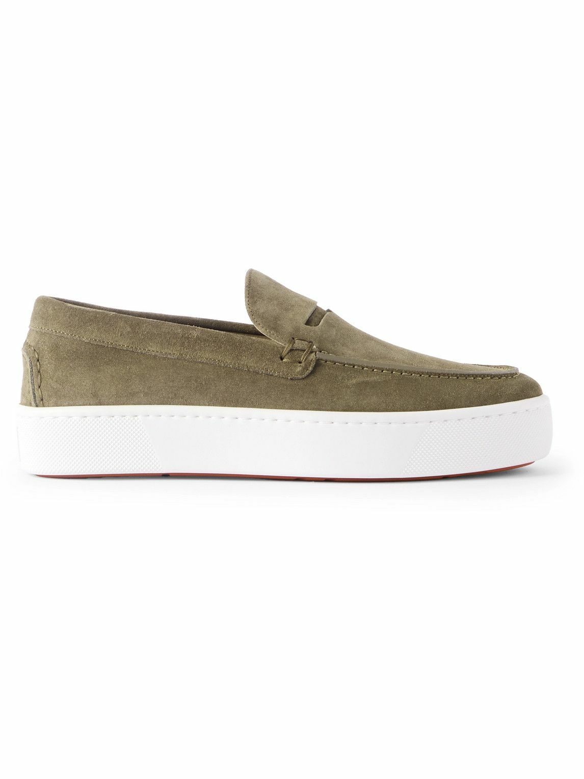Christian Louboutin - Paqueboat Suede Penny Loafers - Green Christian ...