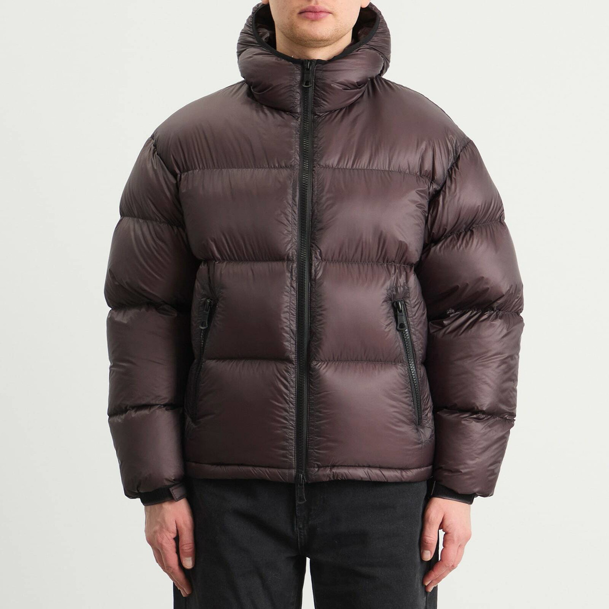 MKI Men's Translucent Hooded Bubble Jacket in Raisin MKI Miyuki-Zoku
