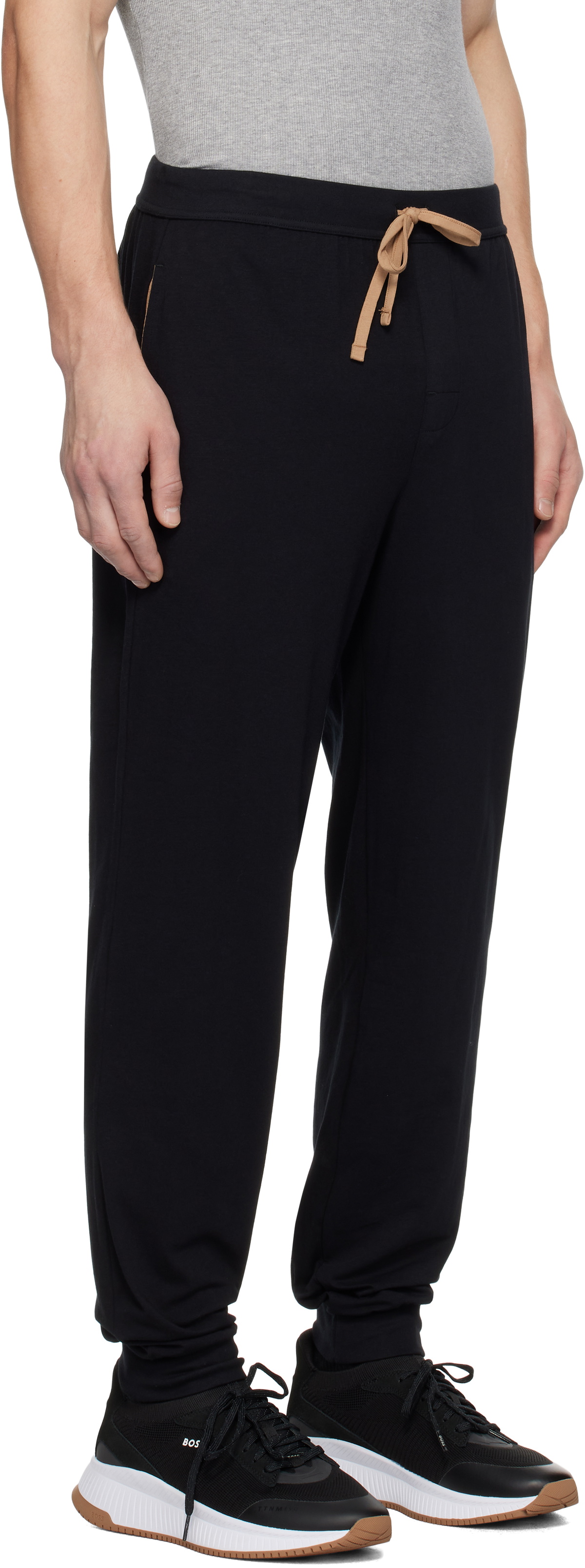 BOSS Black Embroidered-Logo Sweatpants BOSS