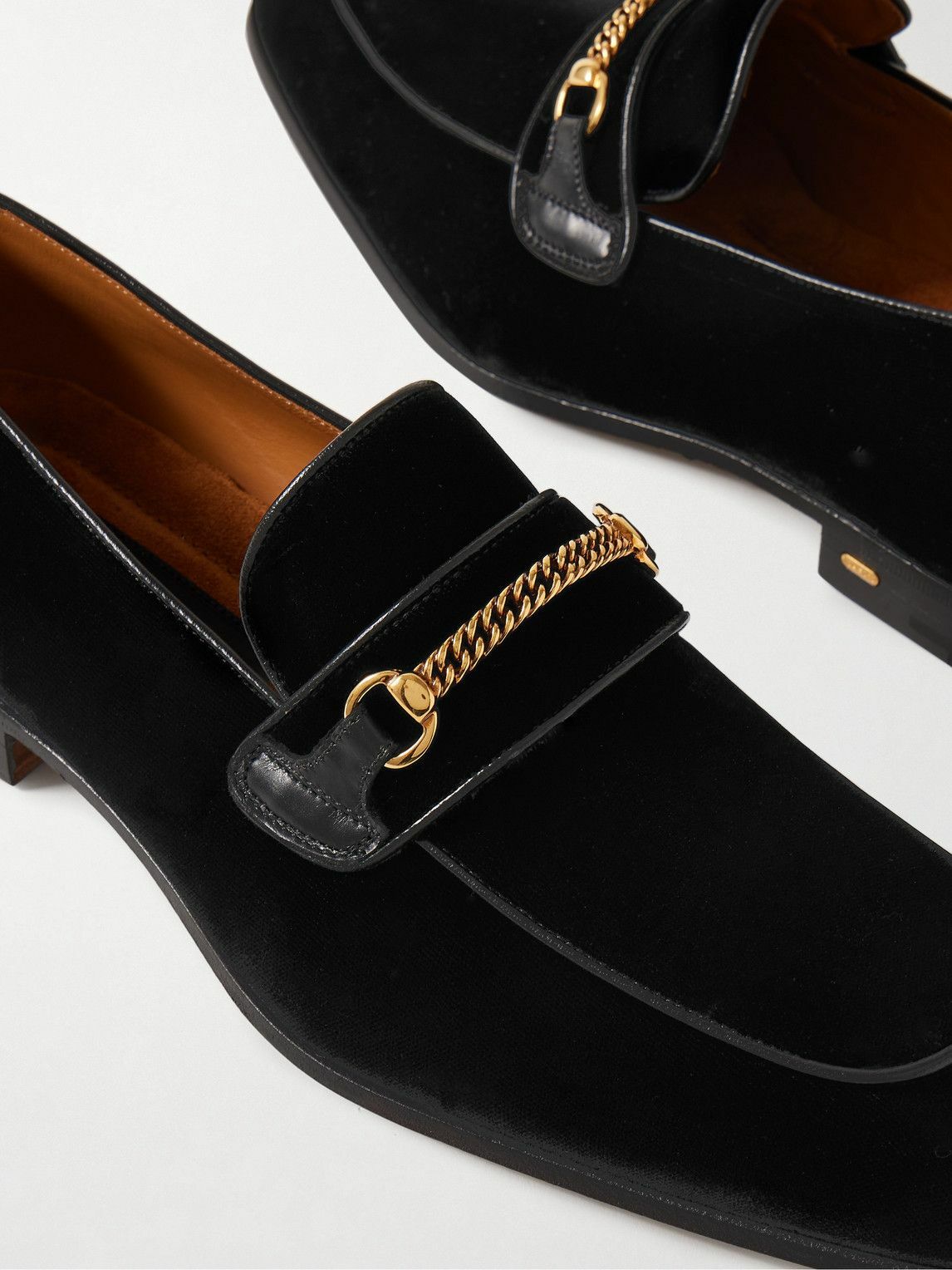 TOM FORD - Bailey Chain-Embellished Leather-Trimmed Velvet Loafers ...