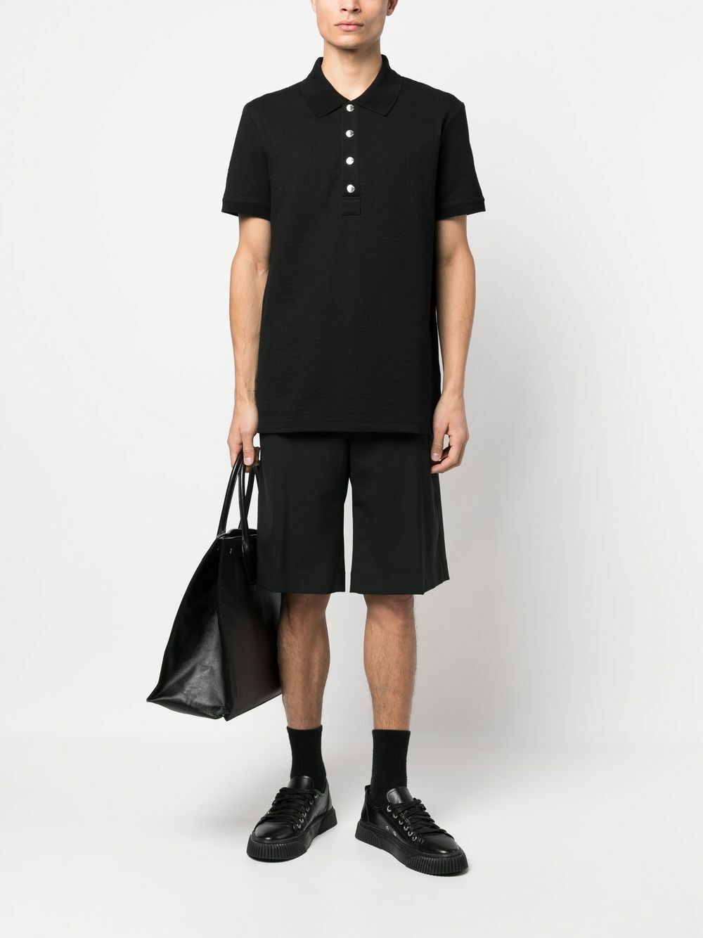 Balmain Monogram-Pattern Piqué Polo Shirt Balmain