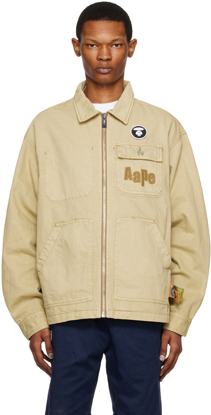 AAPE by A Bathing Ape Beige Embroidered Jacket AAPE by A Bathing Ape