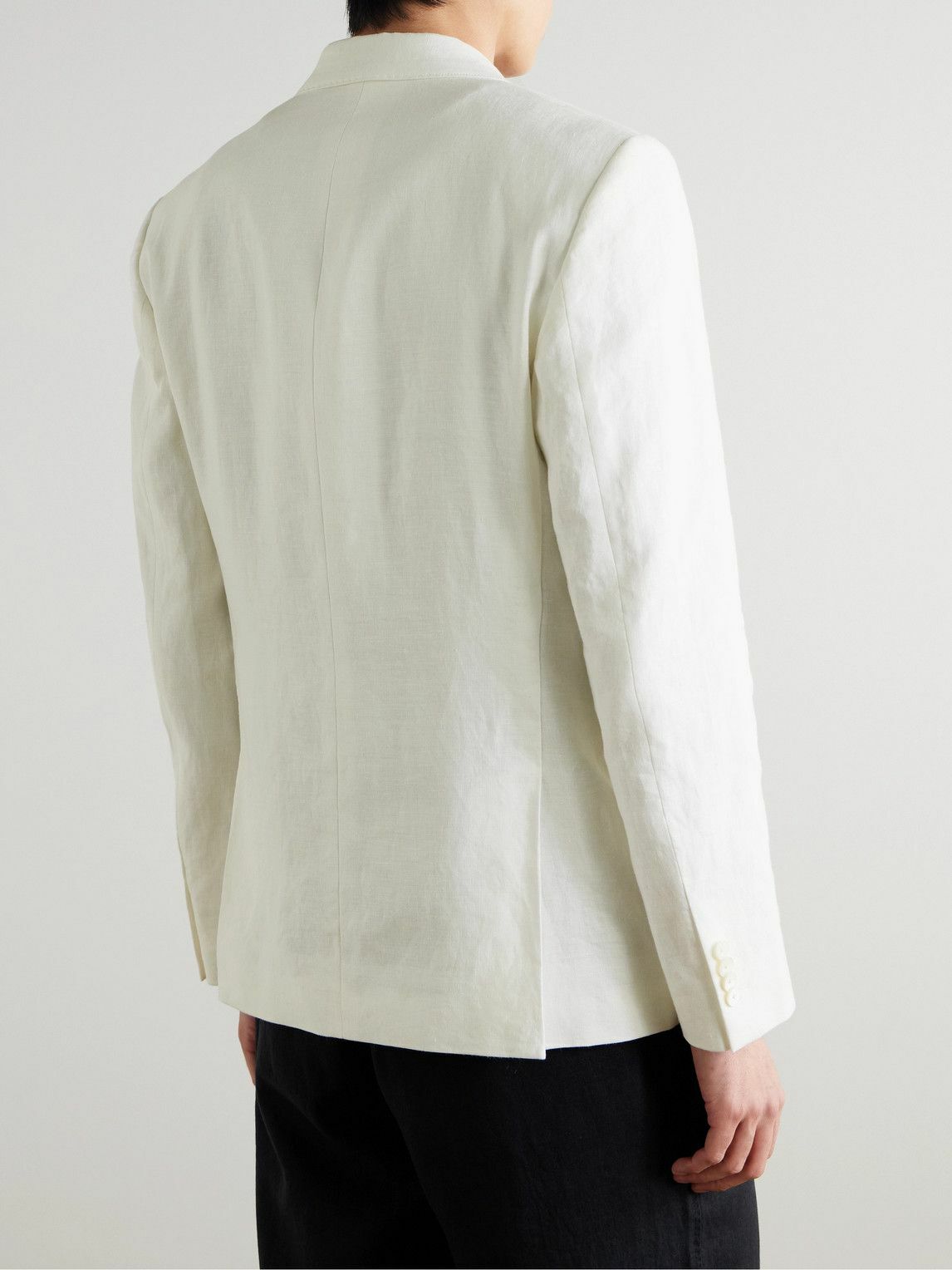 Mr P. - Double-Breasted Linen Tuxedo Jacket - White Mr P.