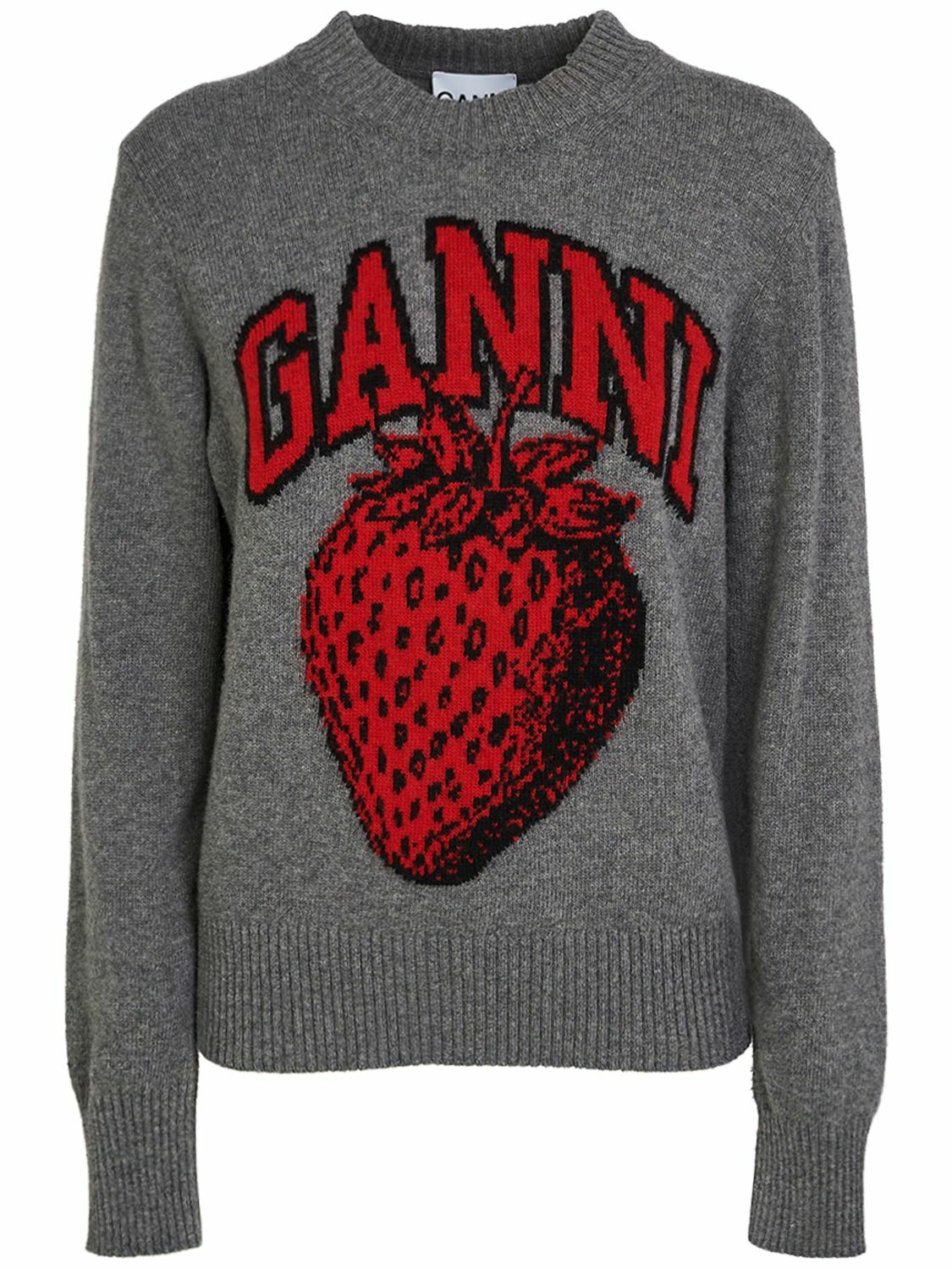 GANNI - Strawberry Logo Wool Blend Sweater GANNI