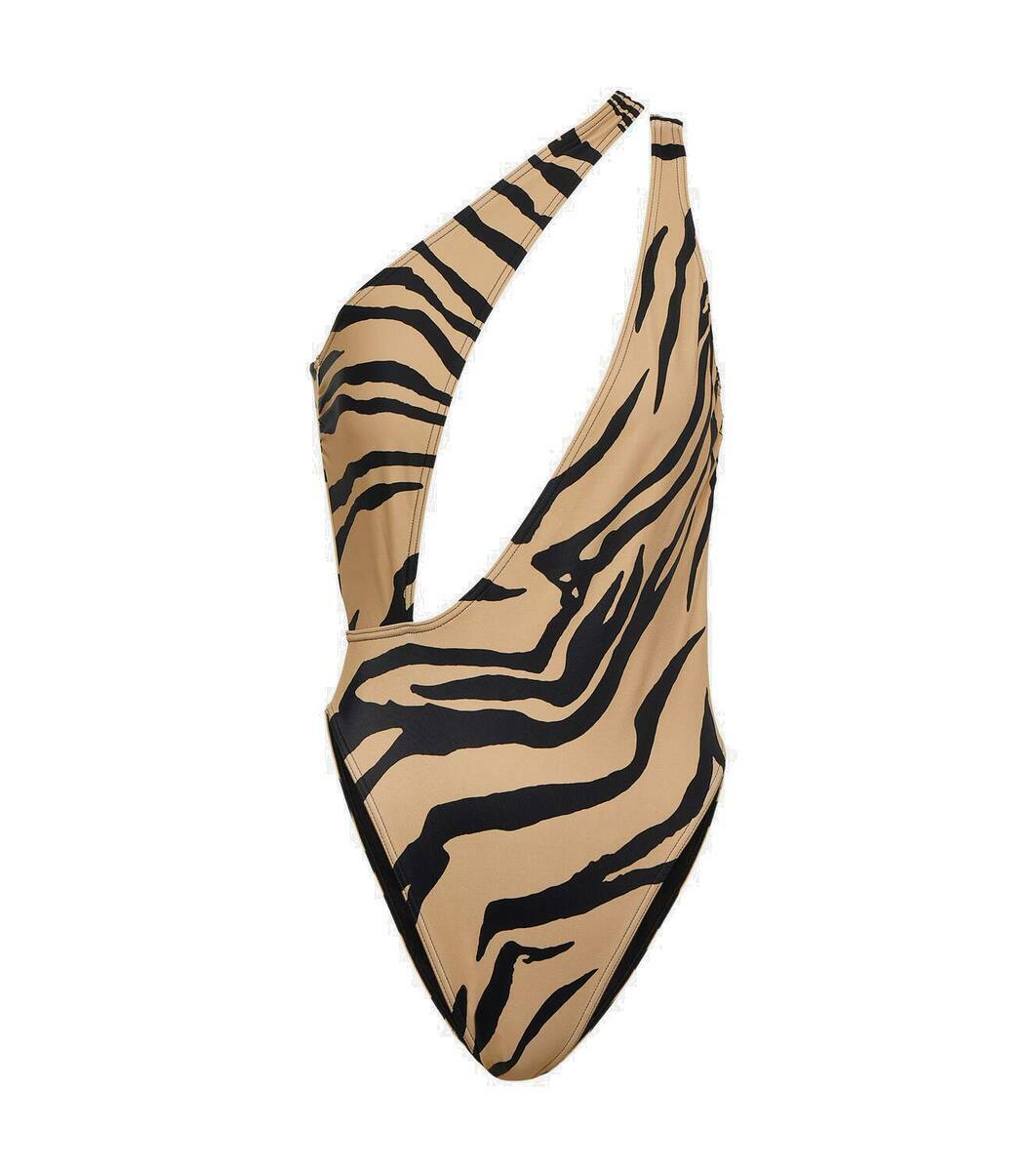 Stella Mccartney Asymmetric Zebra Print Swimsuit Stella Mccartney