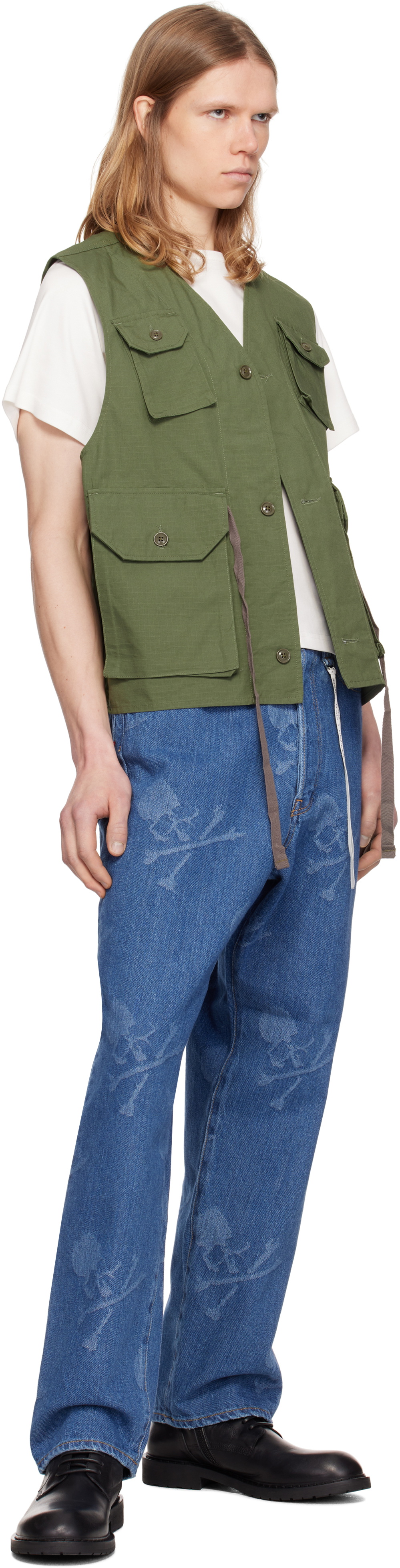 MASTERMIND WORLD Blue Monogram Straight Denim Jeans MASTERMIND WORLD